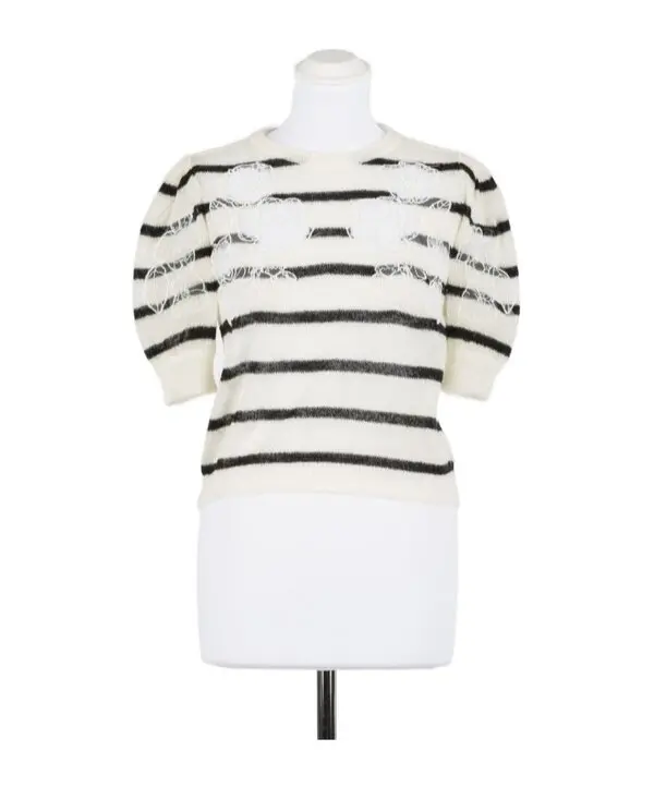 TWINSET Striped Floral-detail T-shirt - White