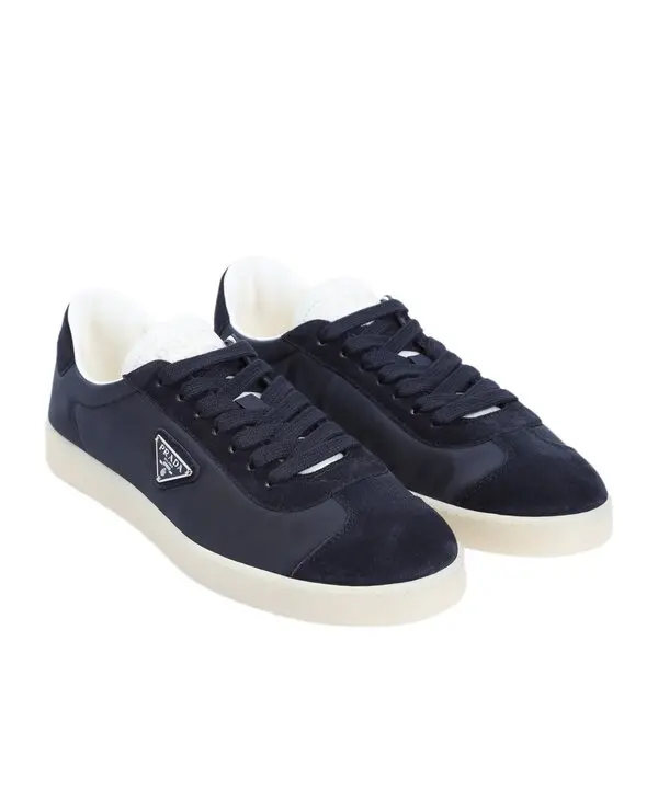 Prada Logo Plaque Lace-up Sneakers - Blue