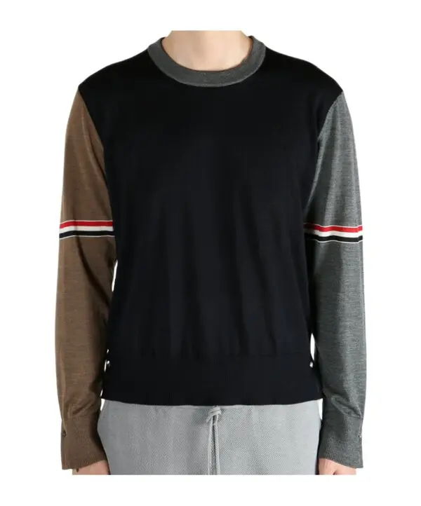 Thom Browne Panelled Wool Crew Neck Sweater