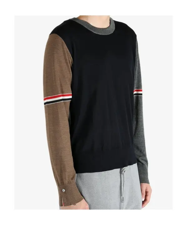 Thom Browne Panelled Wool Crew Neck Sweater
