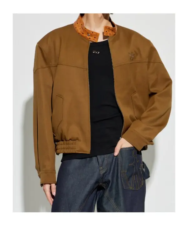 Mcm Zip-up Jacket With Stand Collar - Brown
