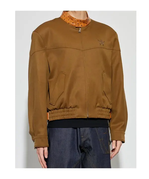 Mcm Zip-up Jacket With Stand Collar - Brown