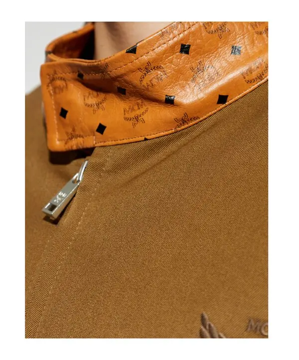 Mcm Zip-up Jacket With Stand Collar - Brown