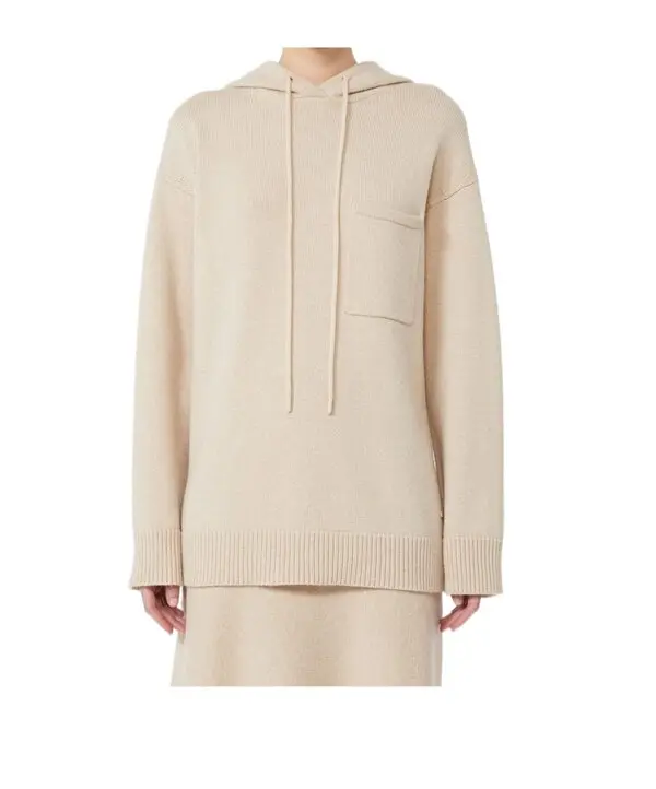 Max Mara Hooded Sweater With Chest Pocket - Nude