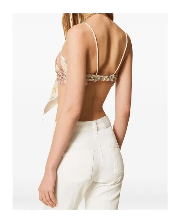 TWINSET Floral Bow Detail Crop Top