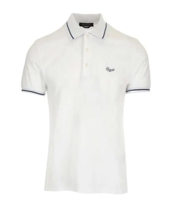 Zegna Logo-embroidered Polo Shirt - White
