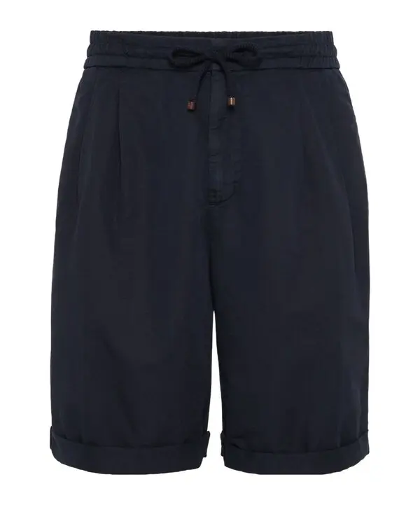 Brunello Cucinelli Drawstring Waistband Knee-length Bermuda Shorts - Navy Blue