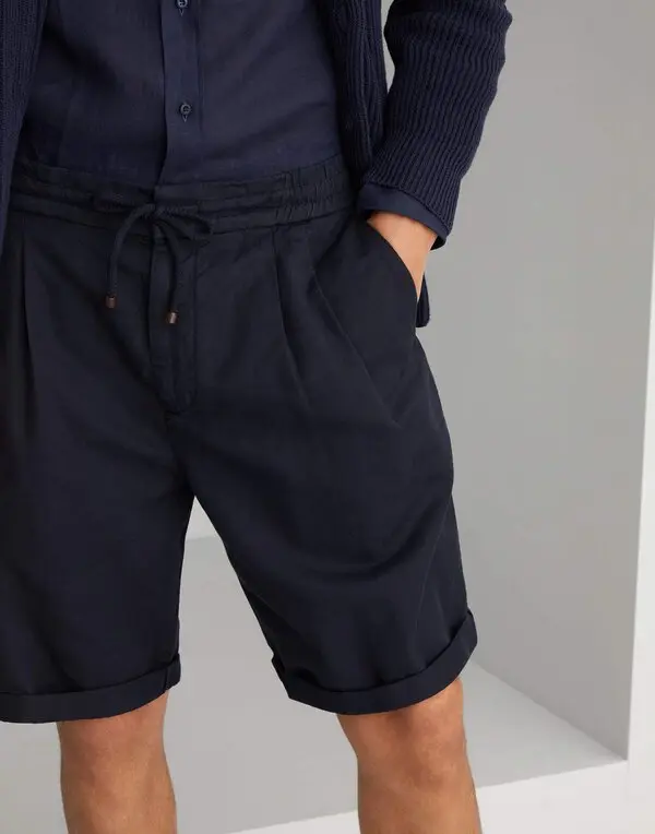 Brunello Cucinelli Drawstring Waistband Knee-length Bermuda Shorts - Navy Blue