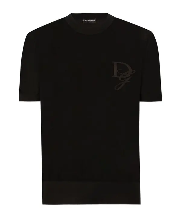 Dolce & Gabbana Dg Logo Patch Crewneck Sweater - Black