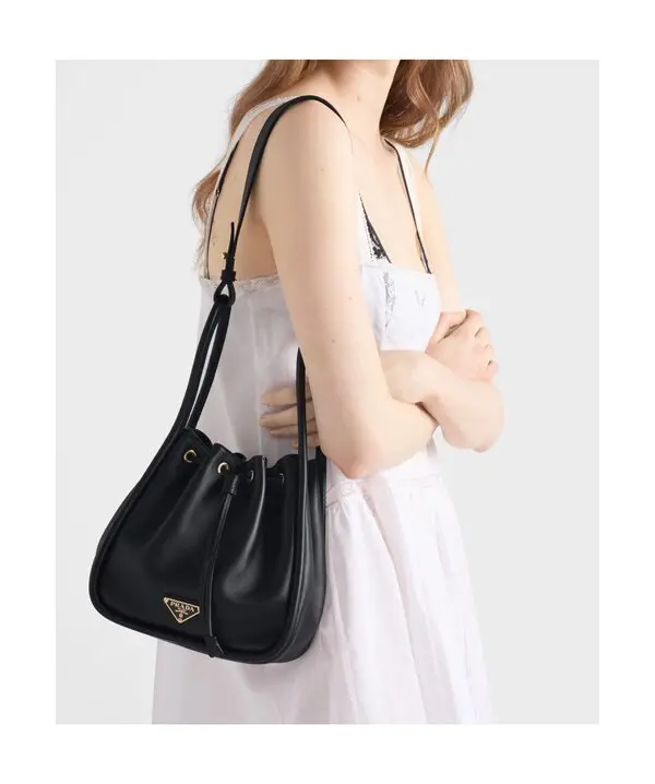 Prada Triangle Logo Drawstring Bucket Bag