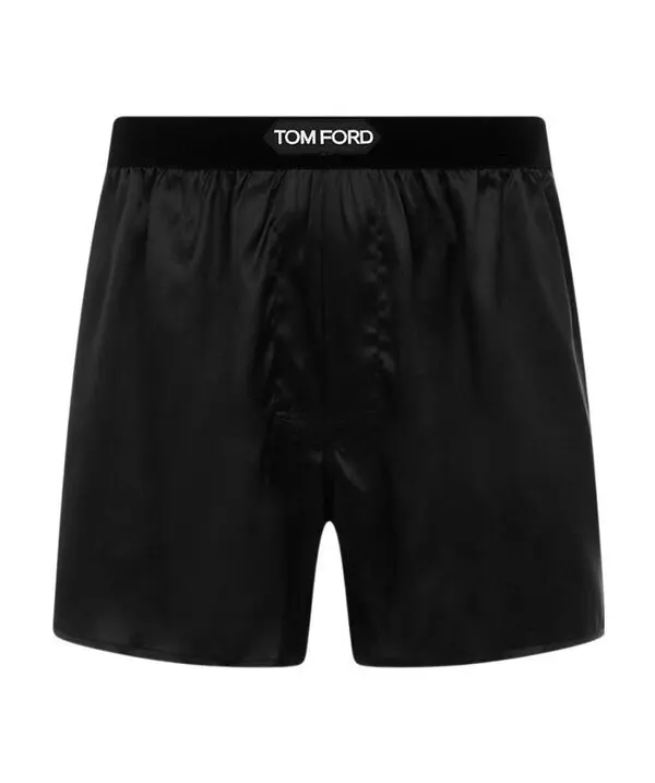 TOM FORD Logo-waistband Stretched Satin Boxers - Black