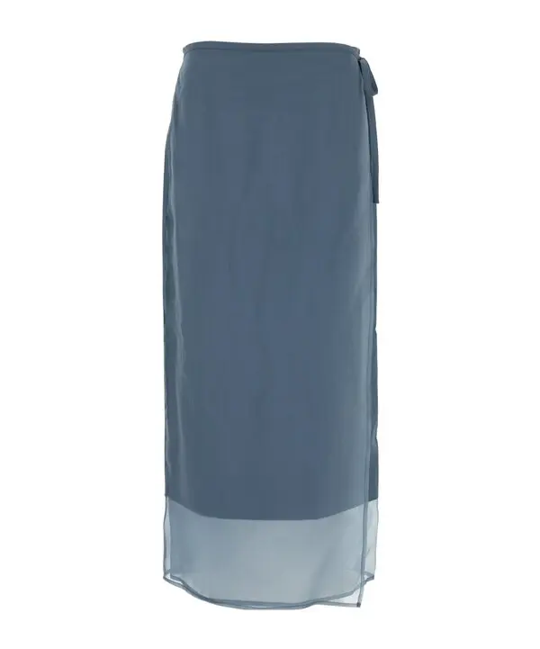 Brunello Cucinelli Layered Midi Skirt - Blue