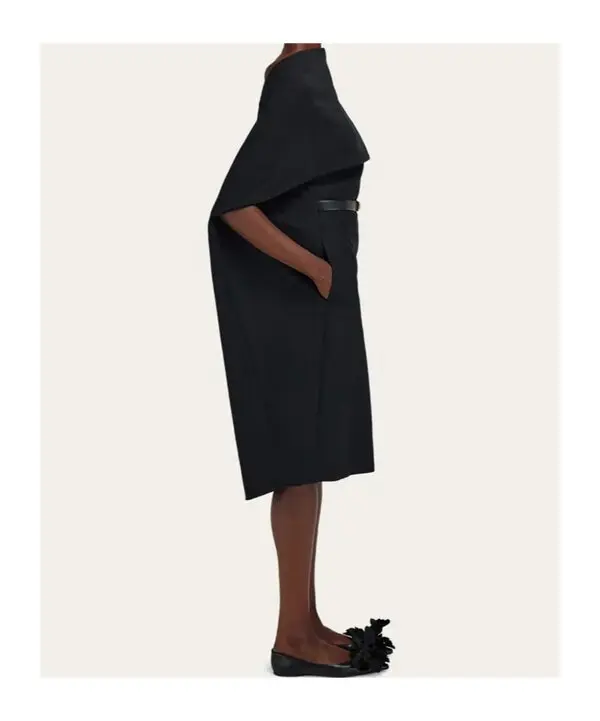 FERRAGAMO Midi Dress With Cape Effect And Belt