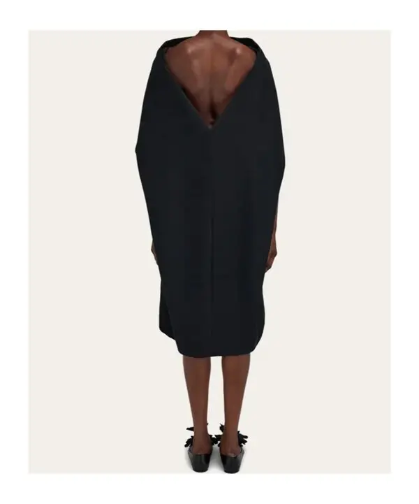 FERRAGAMO Midi Dress With Cape Effect And Belt