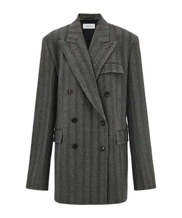 FERRAGAMO Oversized Double Breasted Chevron Blazer