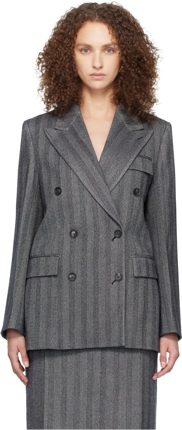 FERRAGAMO Oversized Double Breasted Chevron Blazer