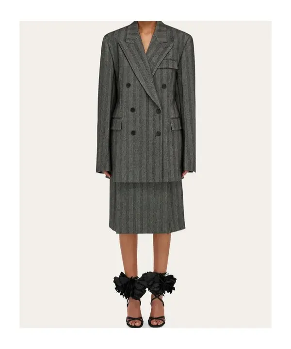 FERRAGAMO Oversized Double Breasted Chevron Blazer