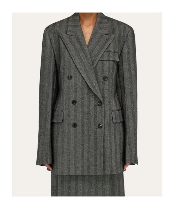 FERRAGAMO Oversized Double Breasted Chevron Blazer