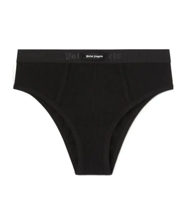 Palm Angels Logo-waistband High-waist Briefs - Black