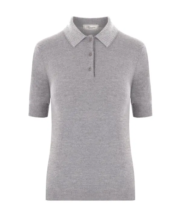 Blumarine Embellished Collar Polo Shirt