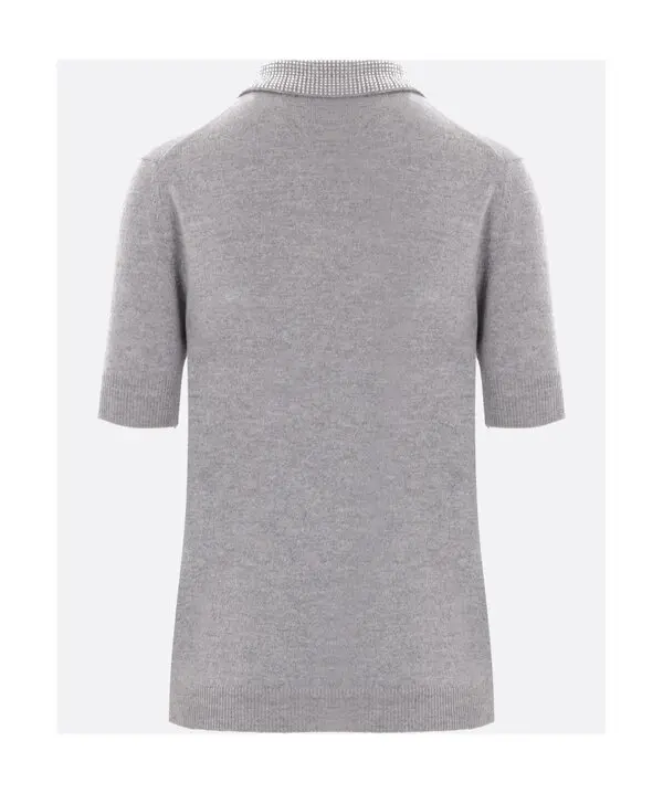 Blumarine Embellished Collar Polo Shirt