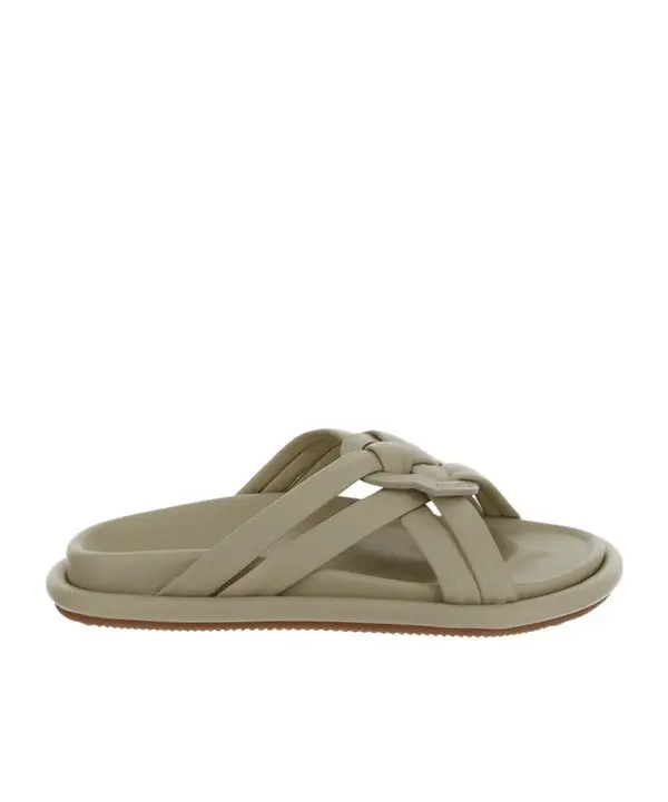 Moncler Logo Embossed Sandals - Light Beige