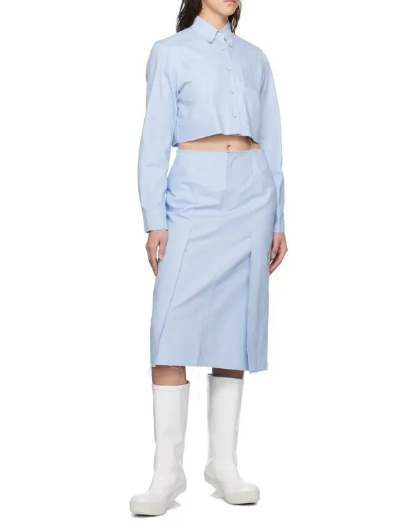 Raf Simons Cropped Cotton Shirt With Logo Patch