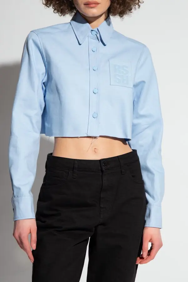 Raf Simons Cropped Cotton Shirt With Logo Patch