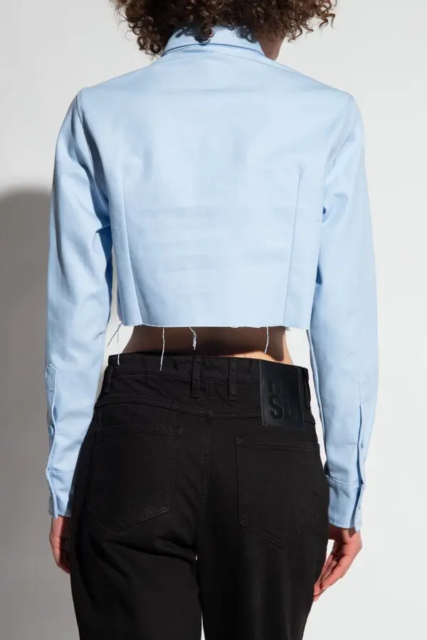 Raf Simons Cropped Cotton Shirt With Logo Patch