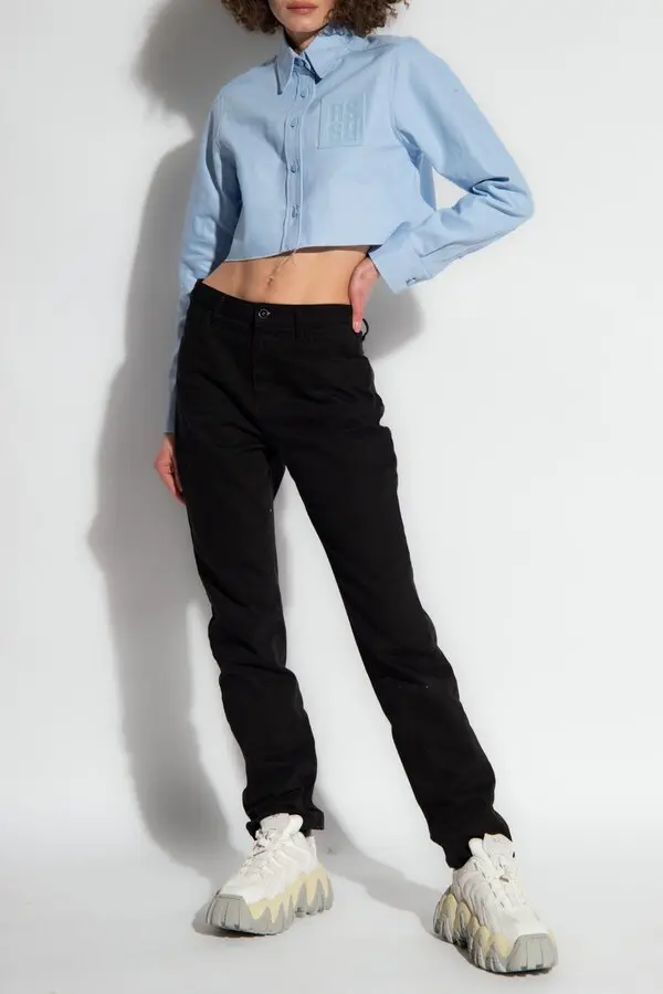 Raf Simons Cropped Cotton Shirt With Logo Patch