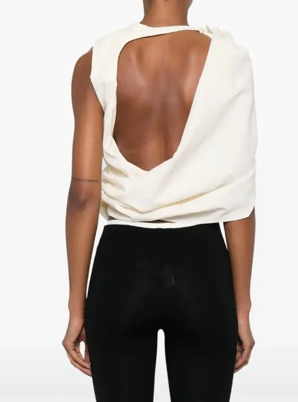 Magda Butrym Asymmetrical Draped Top - White