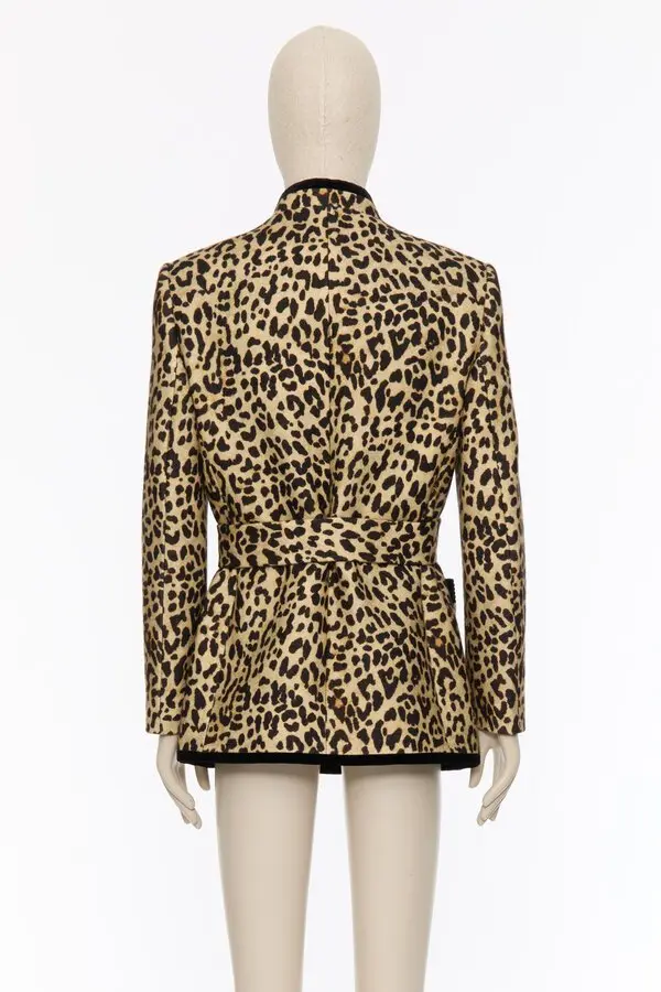 Valentino Garavani Long Sleeve Belted Jacket With Animal Print