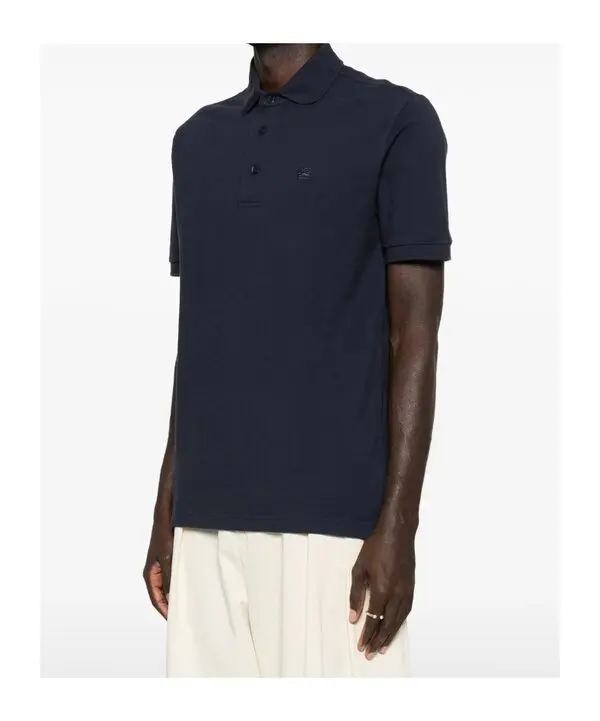 Etro Pegaso Embroidered Short-sleeved Polo Shirt - Black