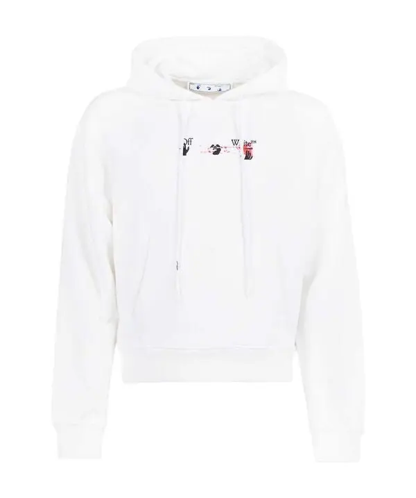 Off-White Oversized Arrow Print Hooded Sweatshirt - White