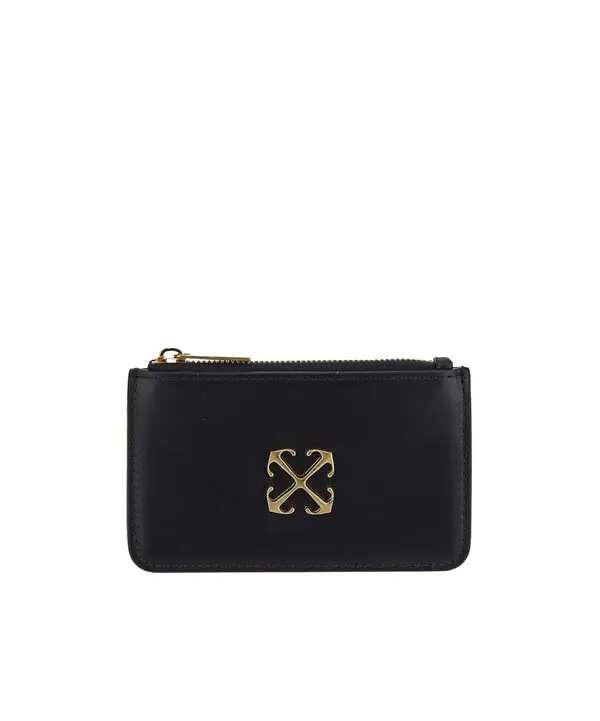 Off-White Logo Plaque Zip-up Wallet - Black