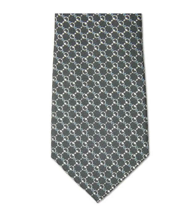 Gucci Logo Jacquard Neck Tie - Grey