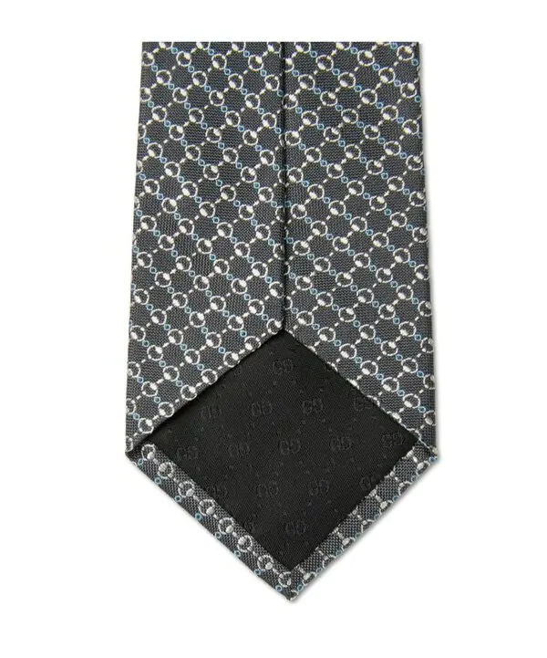 Gucci Logo Jacquard Neck Tie - Grey