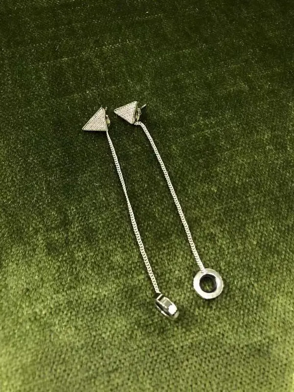 Prada Crystal Logo Jewel Pendant Earrings