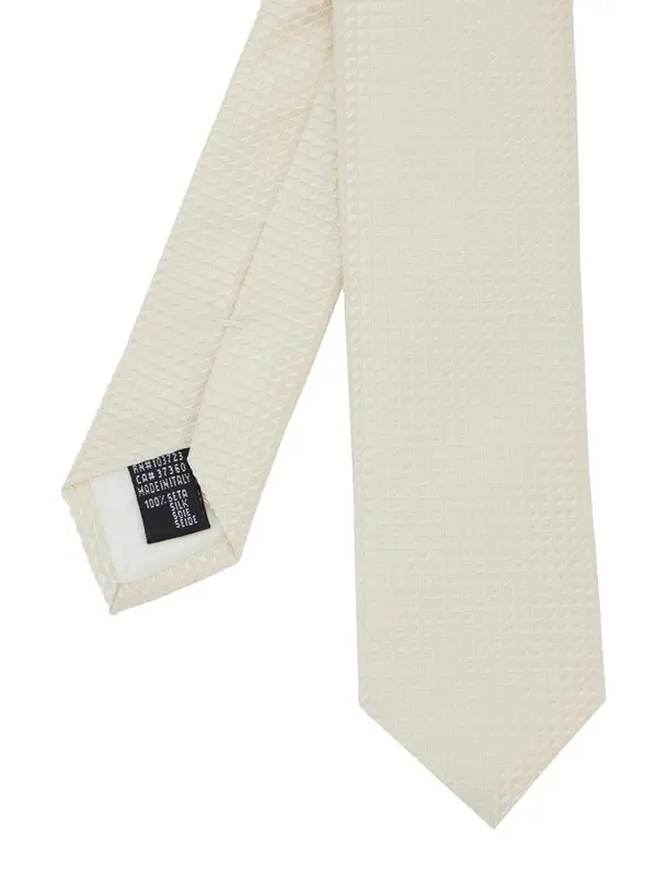 Emporio Armani All Over Check Motif Tie - White