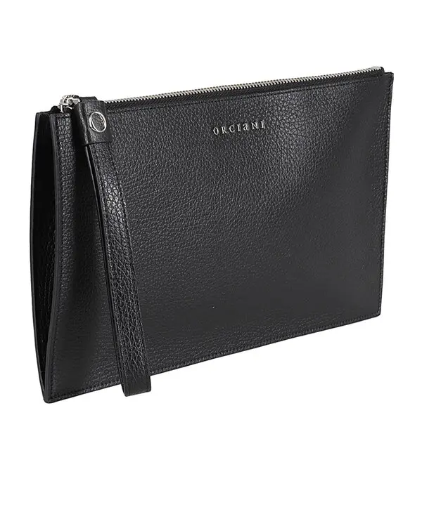ORTIGNI Zipped Clutch Bag With Logo Lettering