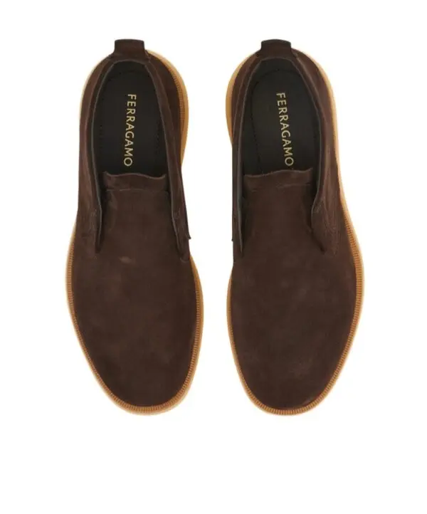 FERRAGAMO Suede Slip-on Ankle Boots