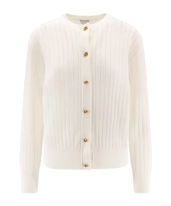 Bottega Veneta Ribbed-knit Crewneck Cardigan - Chalk Color