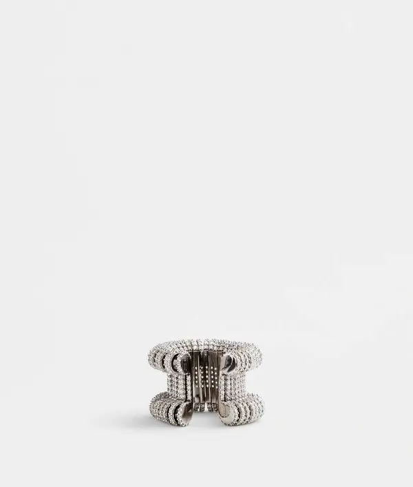 Bottega Veneta Square Zircon Brass Ring