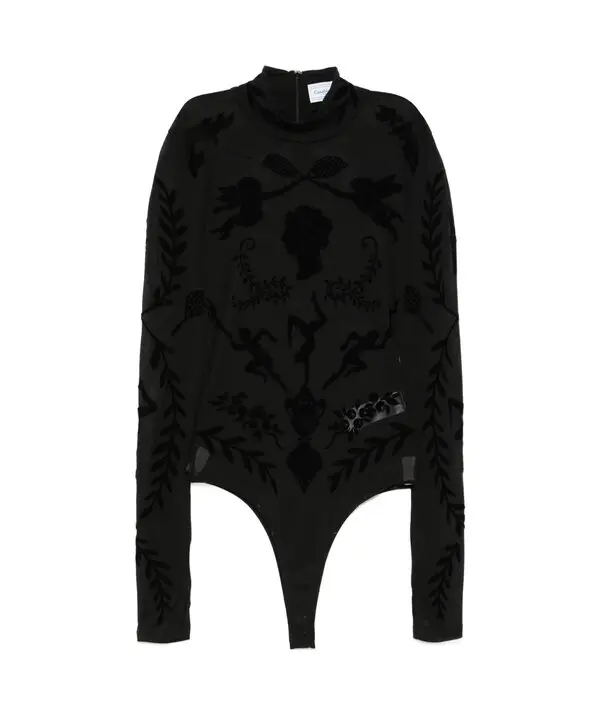 Casablanca Devoré-effect High Neck Long Sleeve Bodysuit