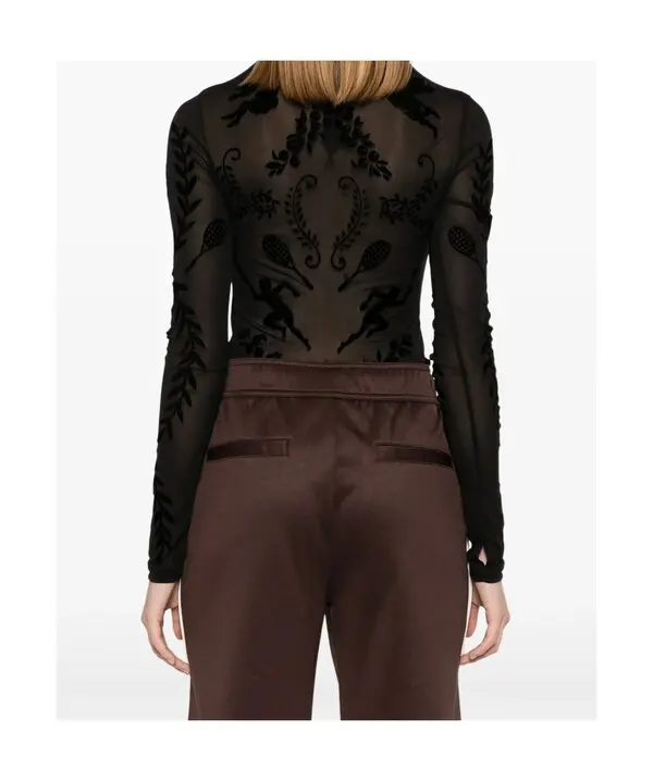 Casablanca Devoré-effect High Neck Long Sleeve Bodysuit