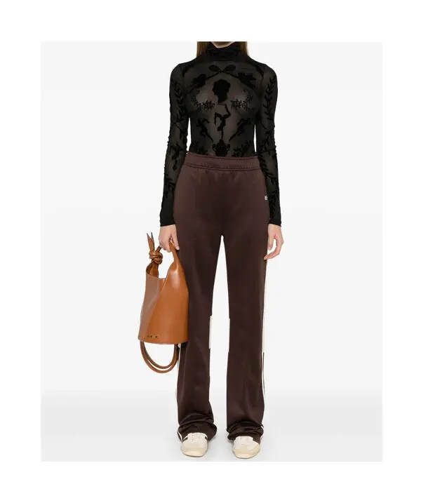 Casablanca Devoré-effect High Neck Long Sleeve Bodysuit