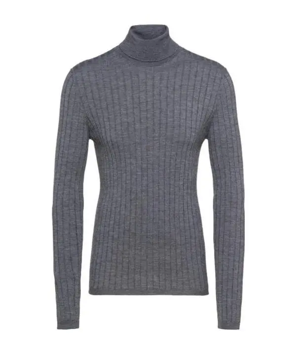 Prada Cashmere Ribbed Turtleneck - Slate Grey