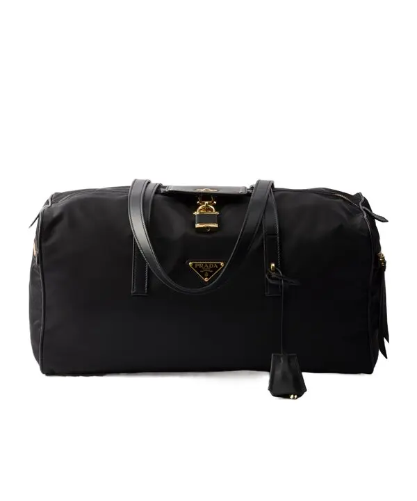 Prada Large Luggage With Triangle Logo - Black
