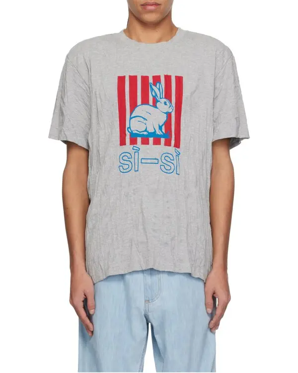 Bottega Veneta Crushed Printed Jersey T-shirt - Light Gray