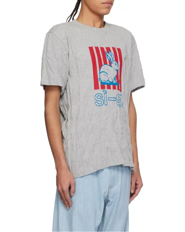 Bottega Veneta Crushed Printed Jersey T-shirt - Light Gray
